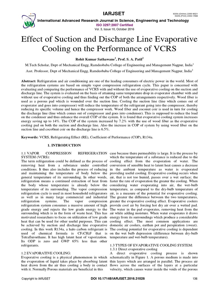 Effect of Suction and Discharge Line Evaporative Cooling On The ...