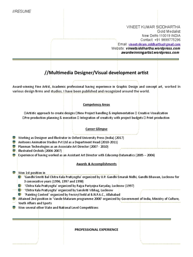 multimedia Designer/Visual Development Artist: //resume | PDF | Graphic ...