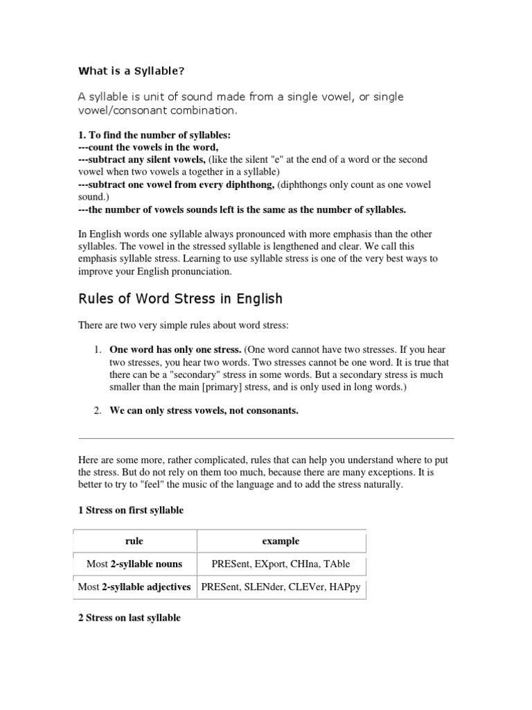 Syllable Stress | PDF | Stress (Linguistics) | Syllable