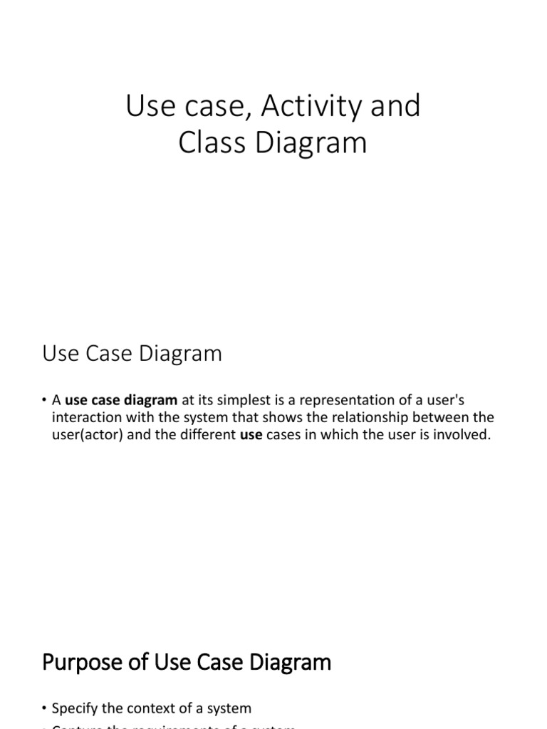Use Case, Activity and Class Diagram | PDF | Use Case | Scientific Modeling
