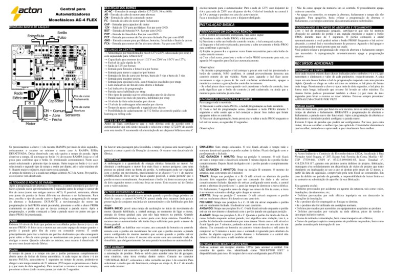 Manual Central Ac4 Flex | PDF | Tempo | Relé