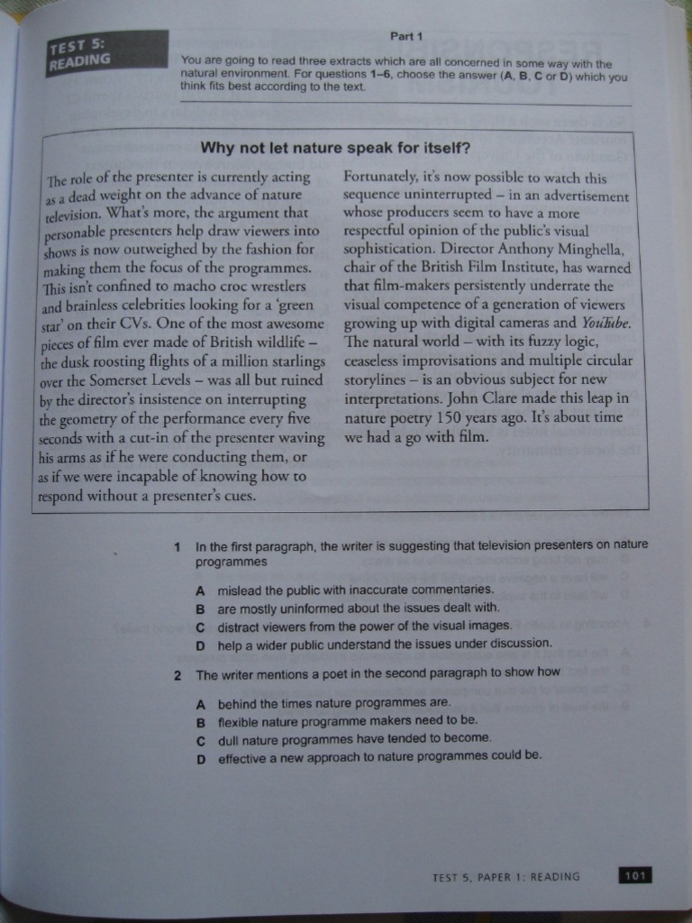 Cae Tests Plus New Edition Reading 5 | PDF