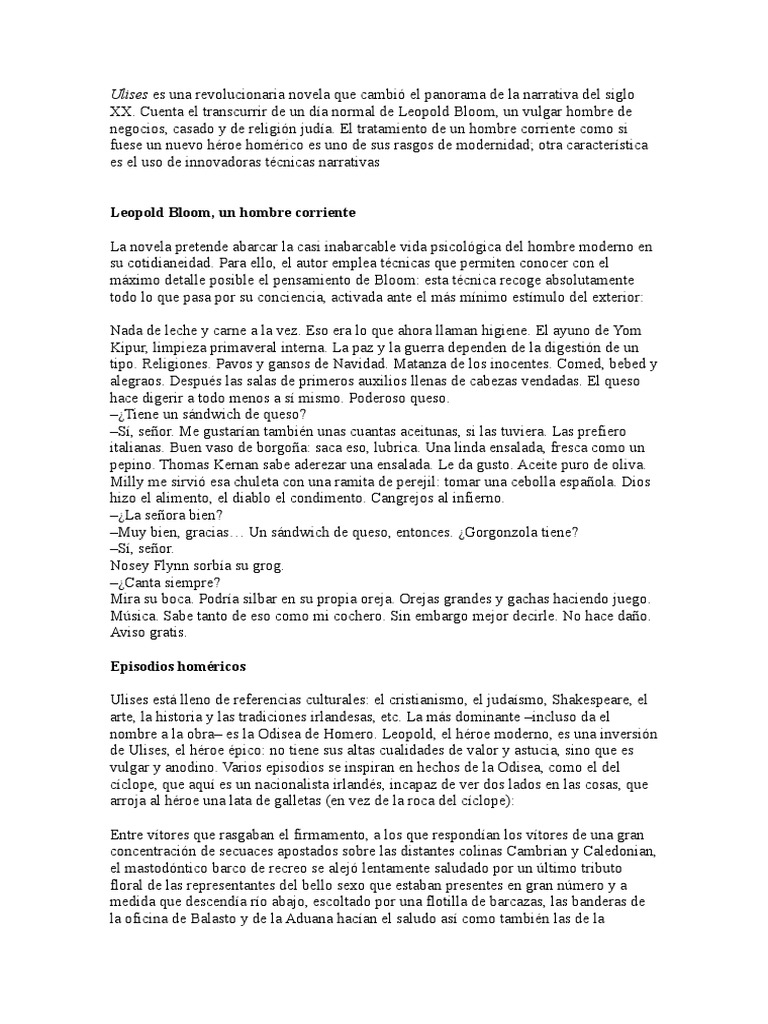 Breve Reseña Ulises de Joyce | PDF | Ulises (novela) | James Joyce