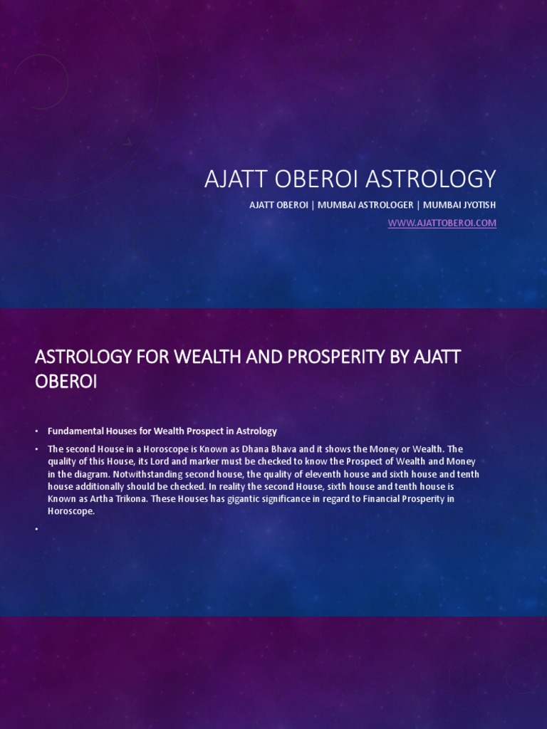 Astrology For Wealth and Prosperity by Ajatt Oberoi | PDF | Horoscope | Astrology
