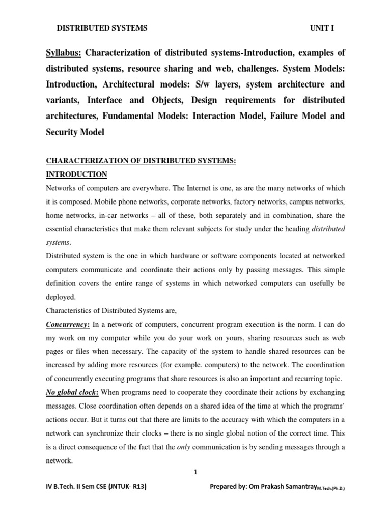 DistributedSystems UNIT-I R16 JNTUK | Download Free PDF | Client–Server ...