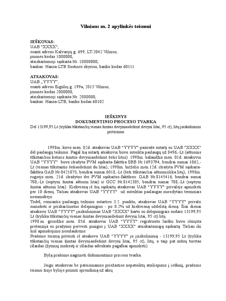 Ieskinys Pavyzdys | PDF