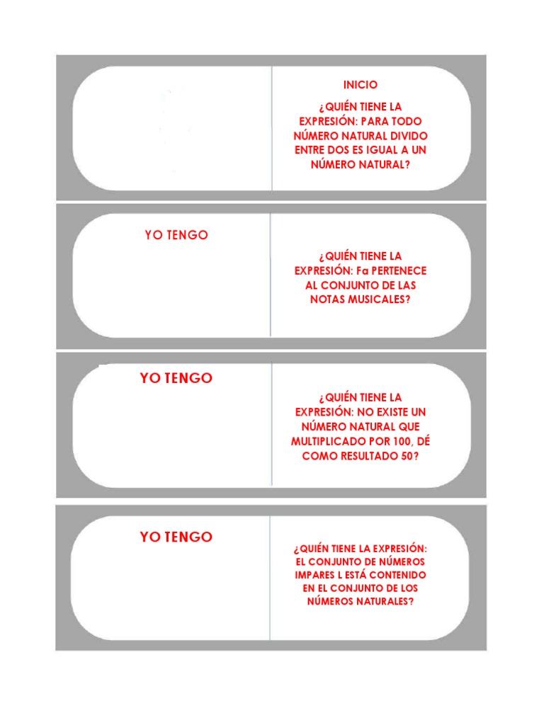 Juego Quien Tiene Yo Tengo | PDF | Número natural | Números