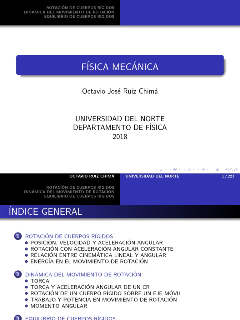 Diapositivas De Física Mecánica Pdf Cinemática Rotación