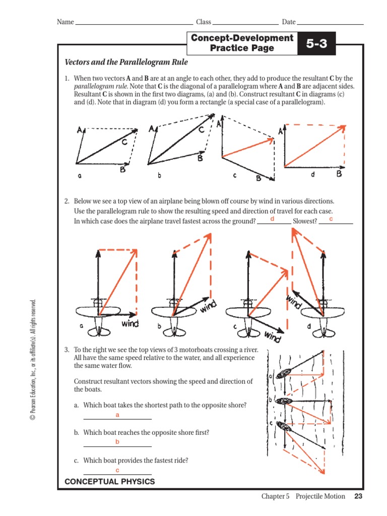 Vectors and The Parallelogram Rule: Concept-Development Practice Page ...