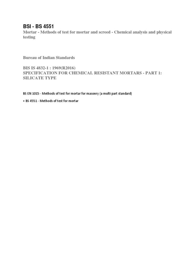 Mortar Testing Standards Overview | PDF | Technology & Engineering