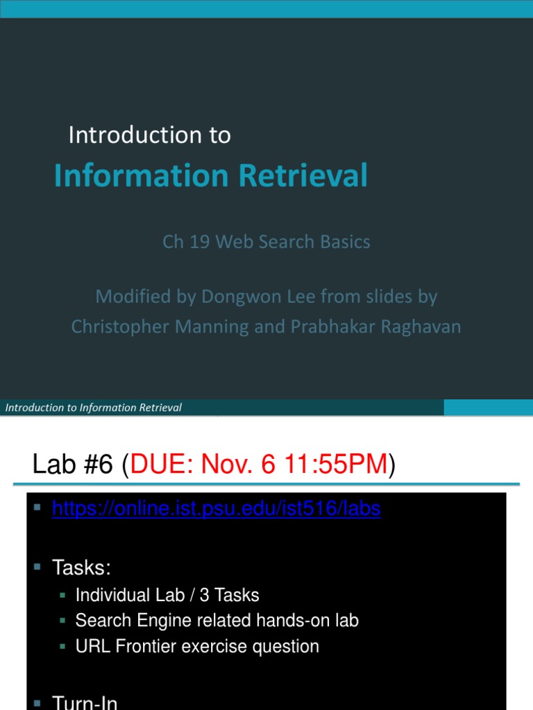 Introduction To: Information Retrieval | PDF | Search Engine ...