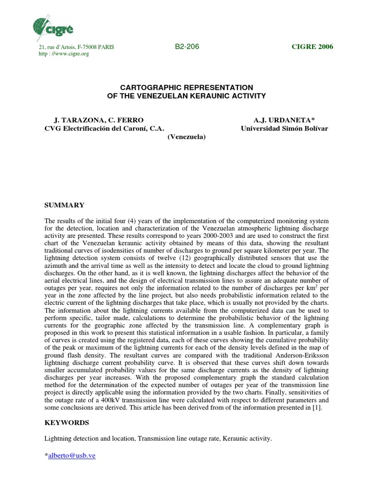 Cartographic Representation of The Venezuelan Keraunic Activity | PDF ...