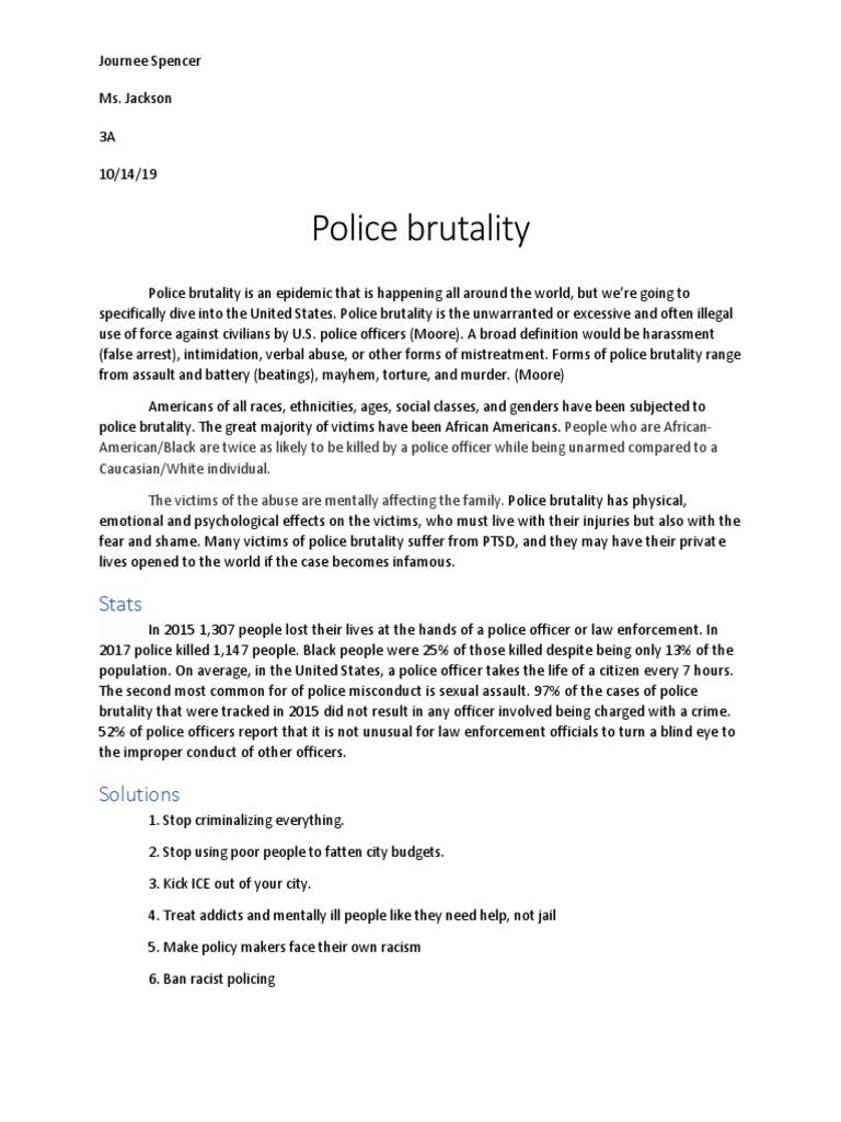Police Brutality Magazine Article | PDF | Police Brutality | Crime ...