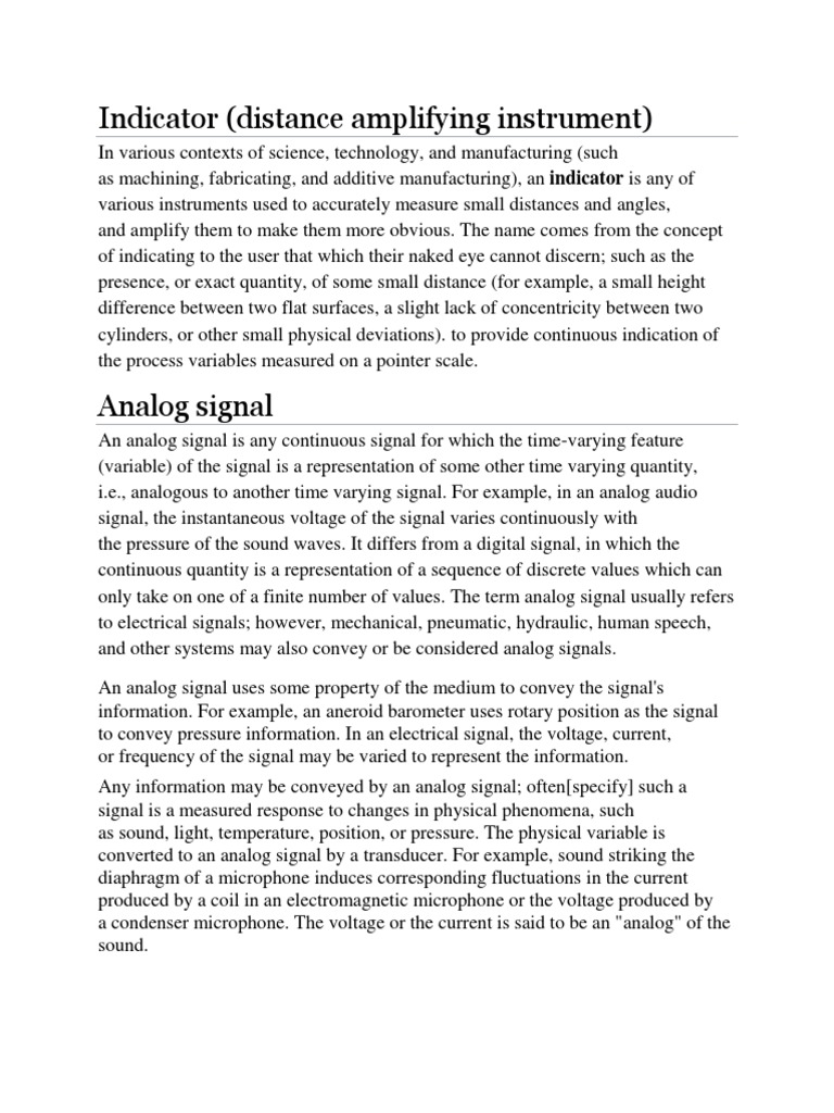 Indicator (Distance Amplifying Instrument) | PDF | Analog Signal ...