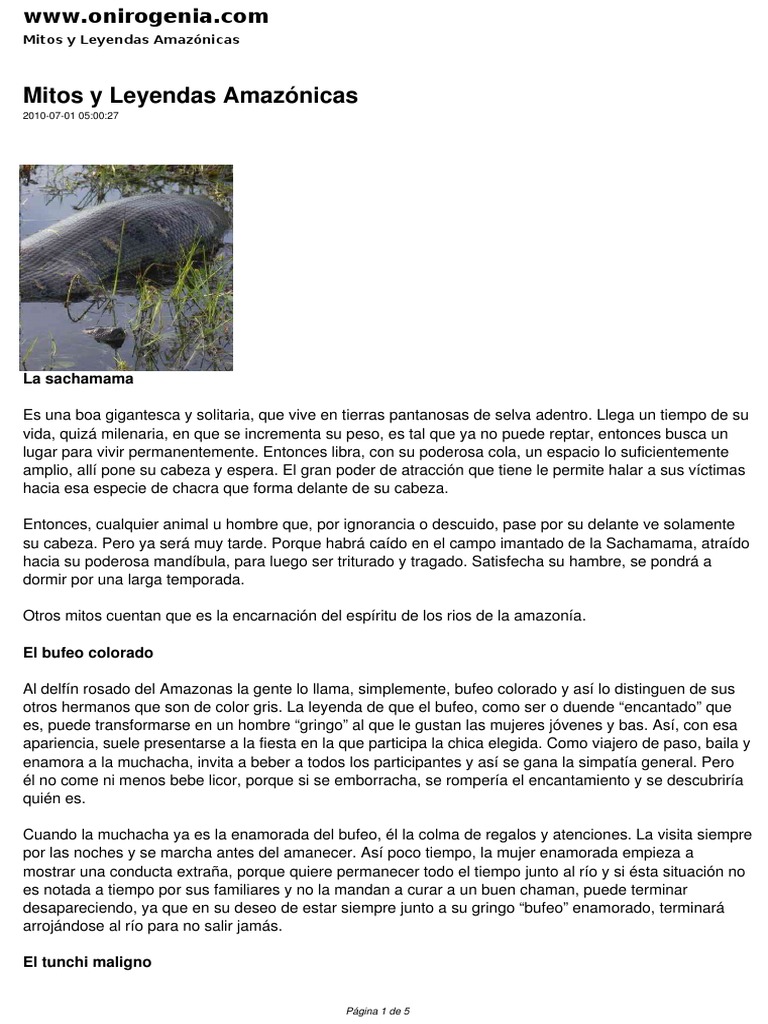 Mitos y Leyendas Region Amazonica | PDF | Brujería | Sirena