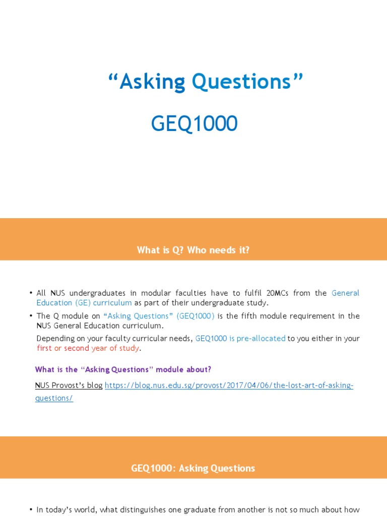 GEQ1000-Asking Questions Intro PDF-1920 | PDF | Curriculum | Question