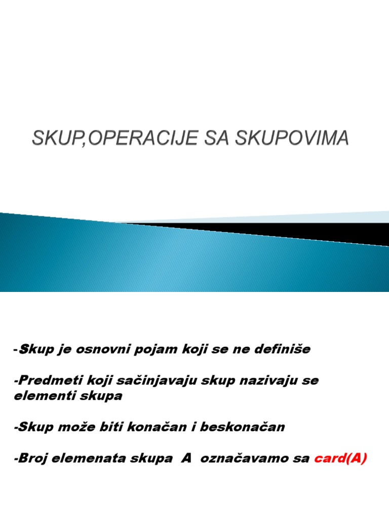 Skupovi, Operacije Sa Skupovima | PDF