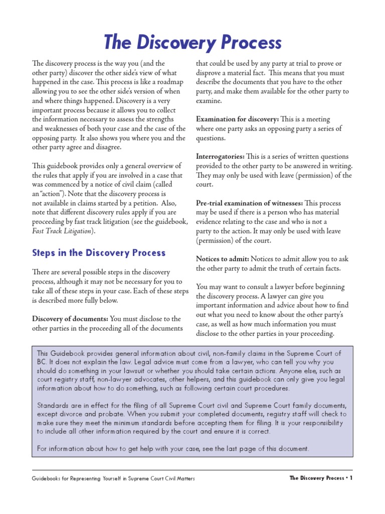 The Discovery Process Pdf Interrogatories Discovery Law