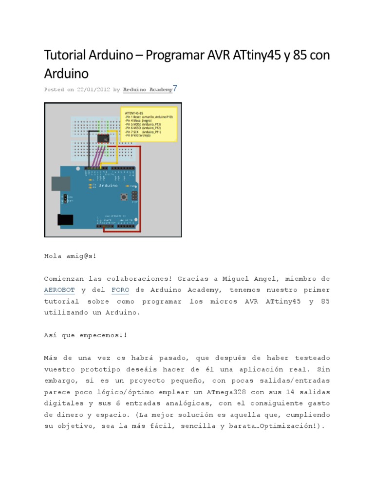 Tutorial Arduino Programar Avr Attiny45 Pdf Arduino Programa De Computadora