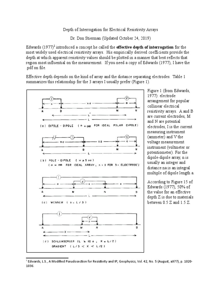 Depth of Interrogation For Electrical Resistivity Arrays | PDF | Electrical Resistivity And ...