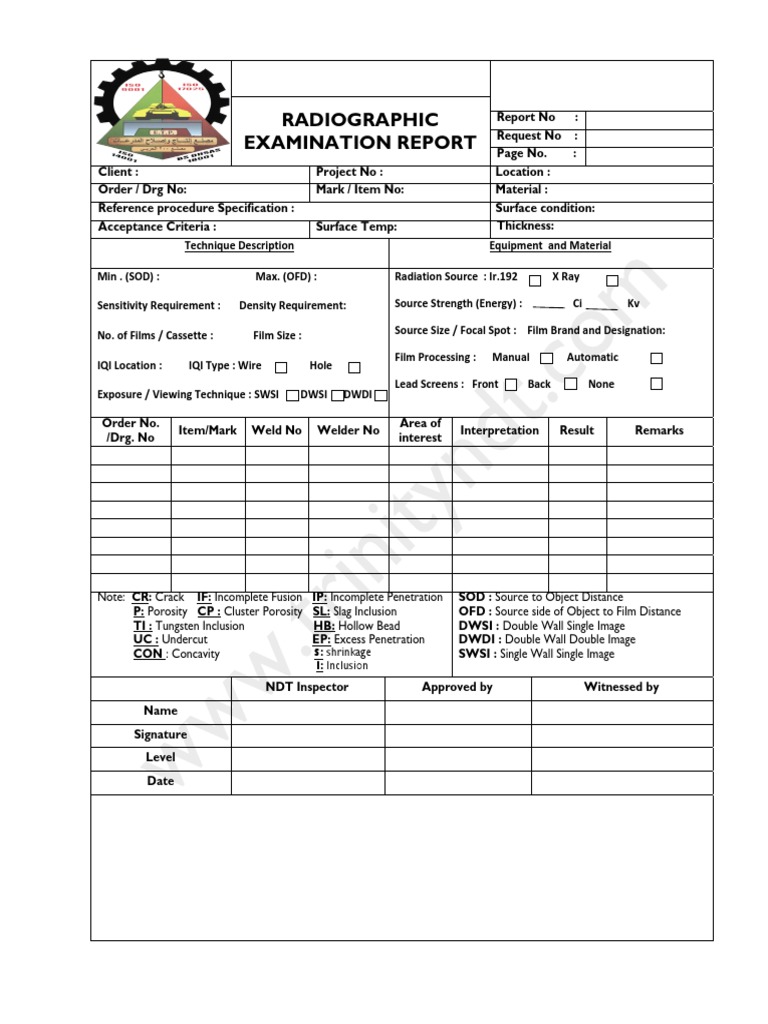 Radiographic Examination Report | PDF | Welding | Construction