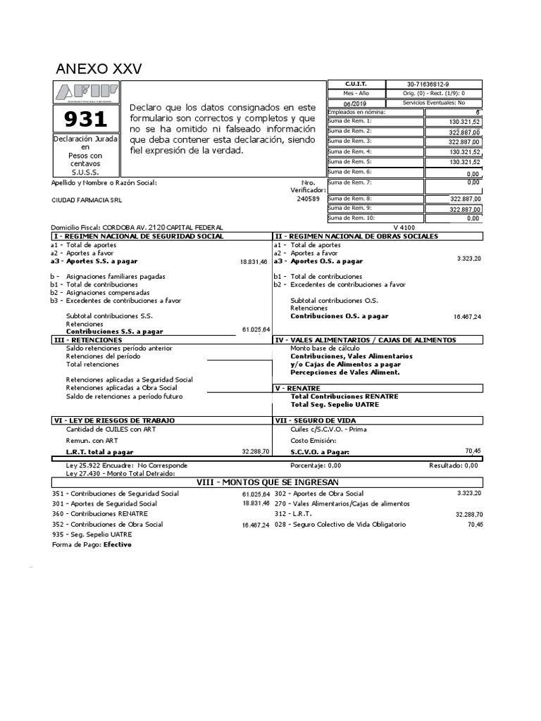 Modelo Formulario 931 | PDF | Business