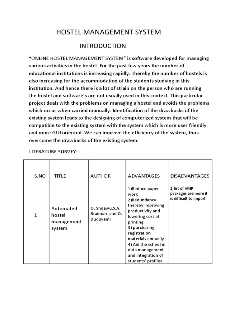 Hostel Management System | PDF | Hostel | Information Science