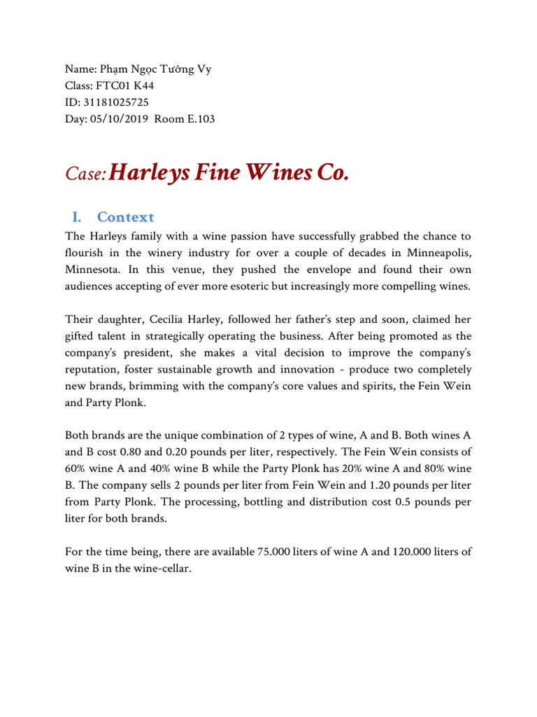 Linear Programming Case Study | PDF | Mathematical Optimization ...