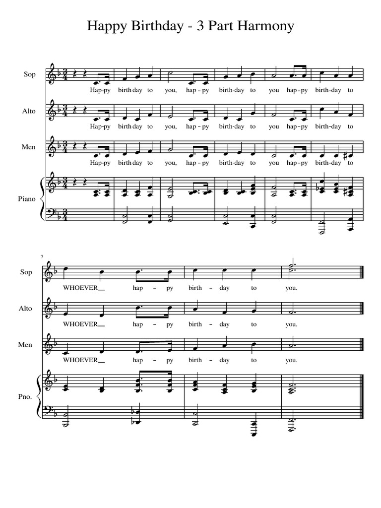Happy Birthday 3 Part Vocals | PDF