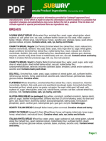 Subway Ingredients & Allergen Guide | PDF | Cooking, Food & Wine