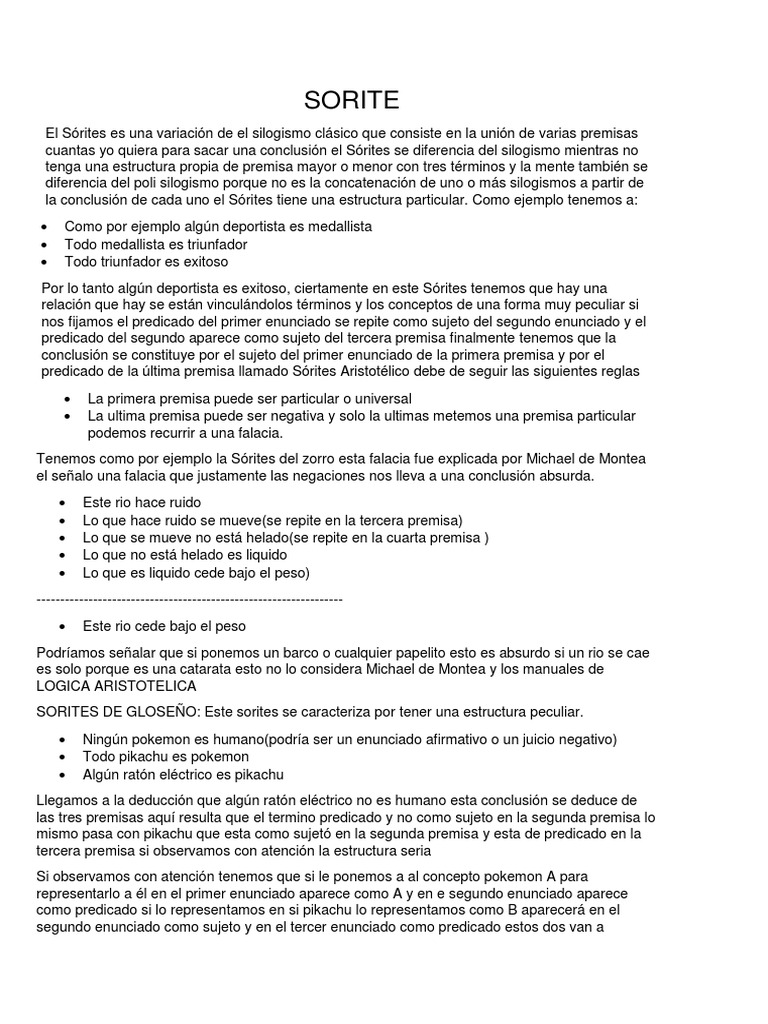 Características y tipos de Sórites | PDF | Verdad | Razonamiento