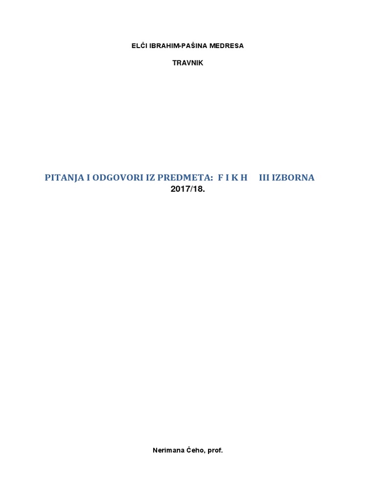 Fikh - III Razred (Izborna Nastava) | PDF