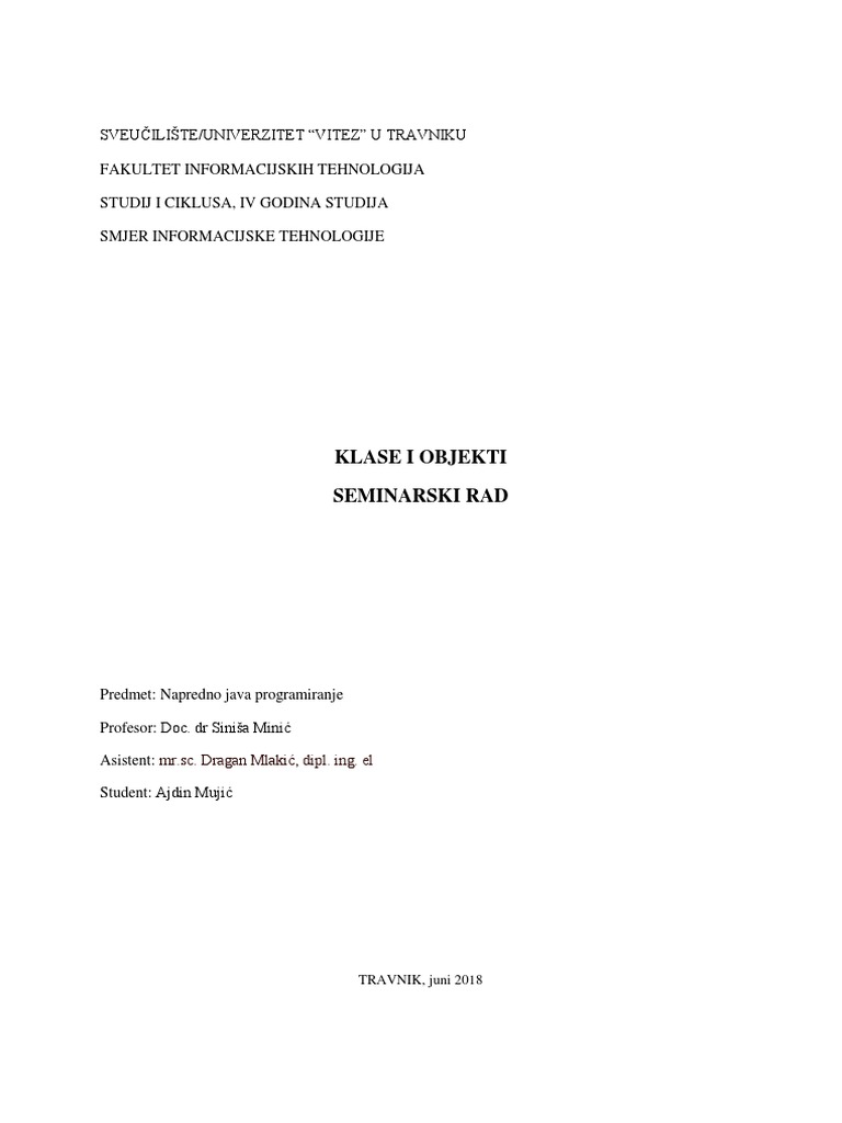 Objekti I Klase NJP | PDF