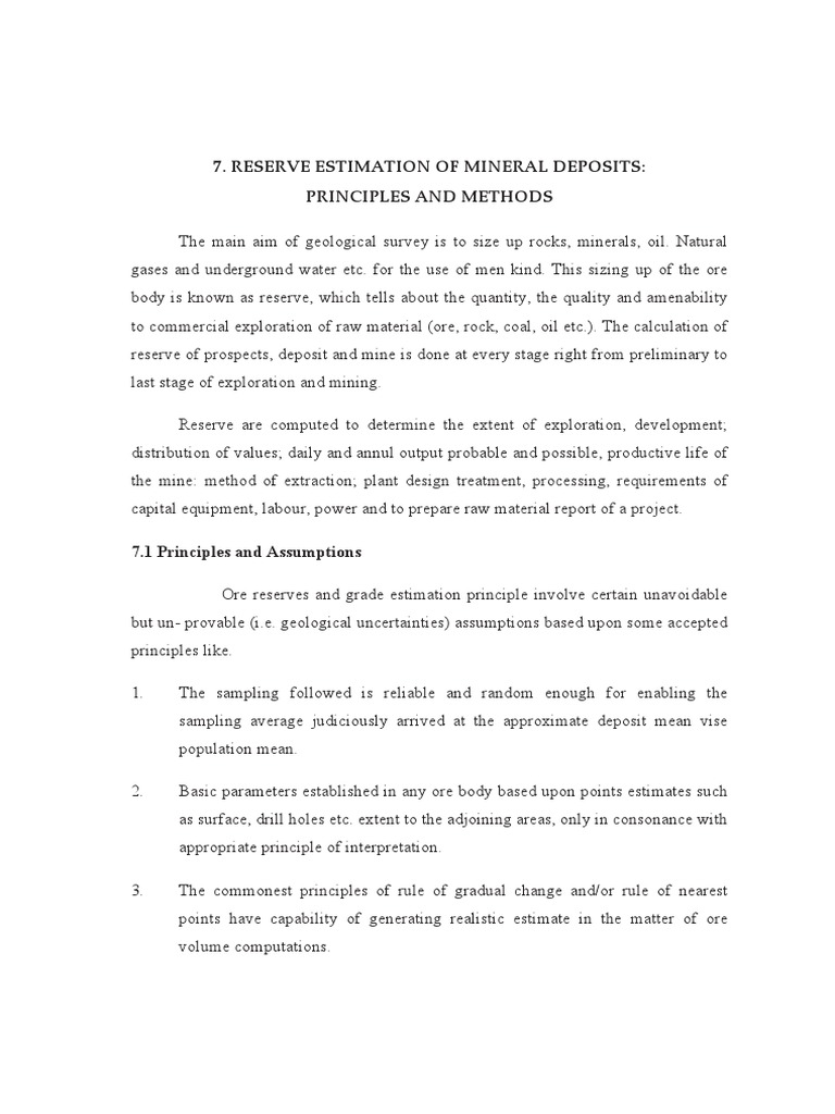Ore Reserve Estimation Techniques | PDF | Contour Line | Mining