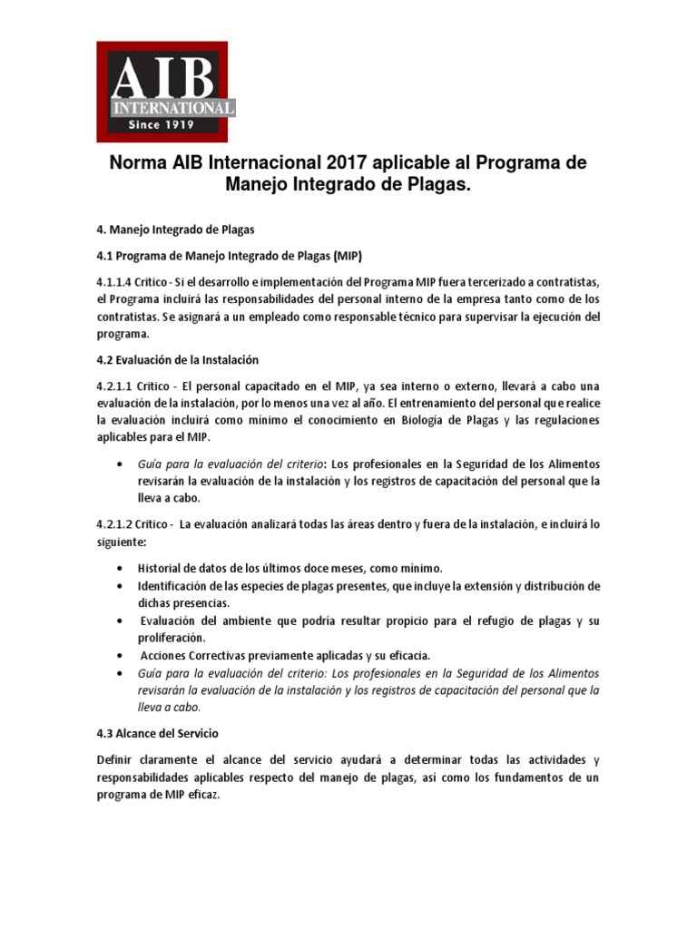 Norma Aib 2017 Mip 1 | PDF | Pesticida | Insectos