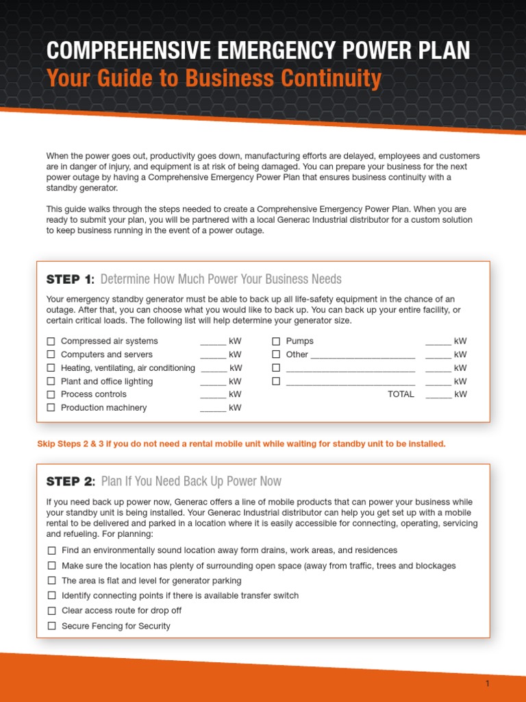 Comprehensive Emergency Power Plan | PDF | Natural Gas | Electric Generator