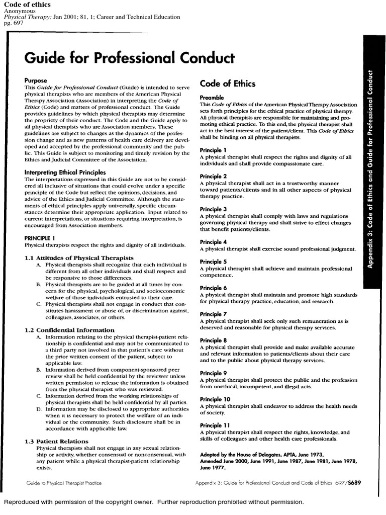 Physical Therapy Ethics Guide | PDF