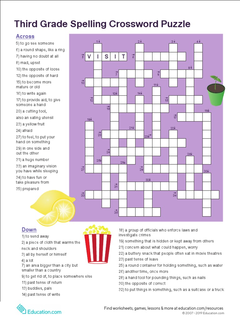 3rd Grade Vocabulary Crossword | PDF