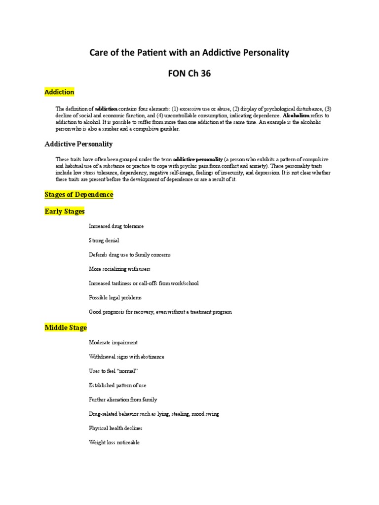 Care of The Patient With An Addictive Personality | PDF | Substance ...