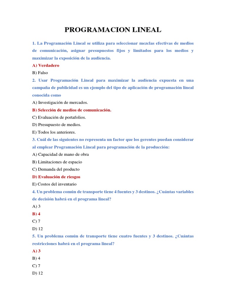 Programacion Lineal (PL) | PDF