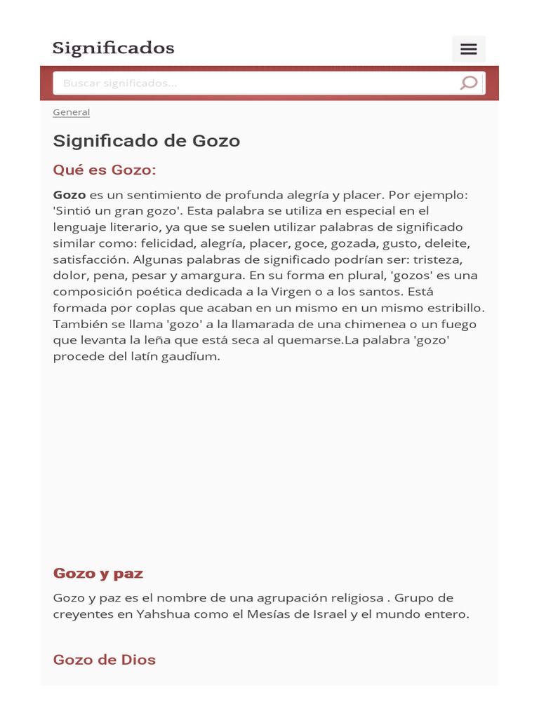 Significado de Gozo (Qué Es Concepto y Definición) - Significados PDF ...