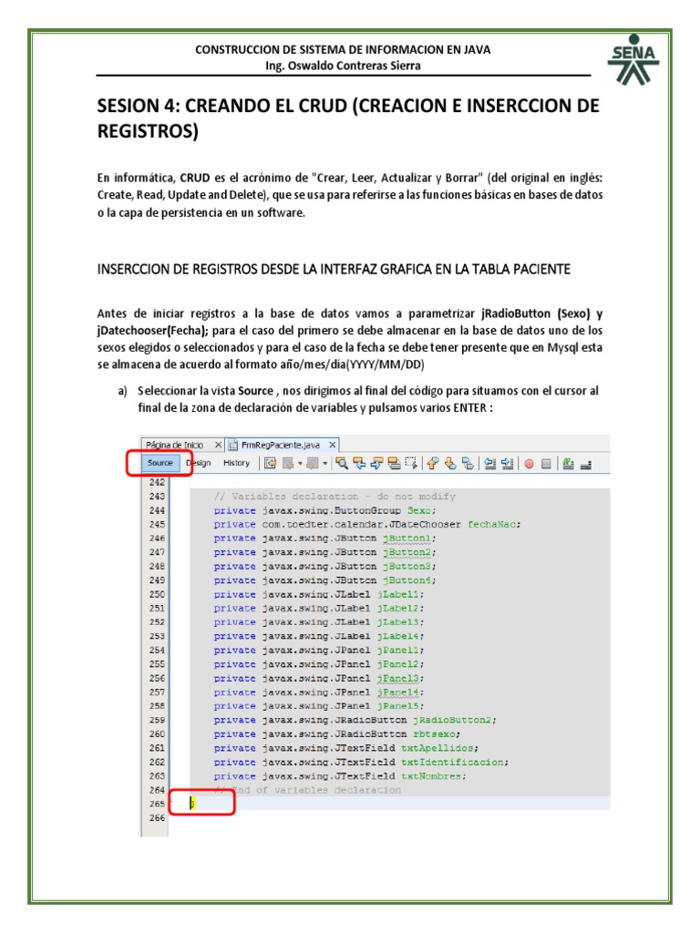 SESION 4 - Construyendo El CRUD - Inserción de Registros | PDF | Java ...