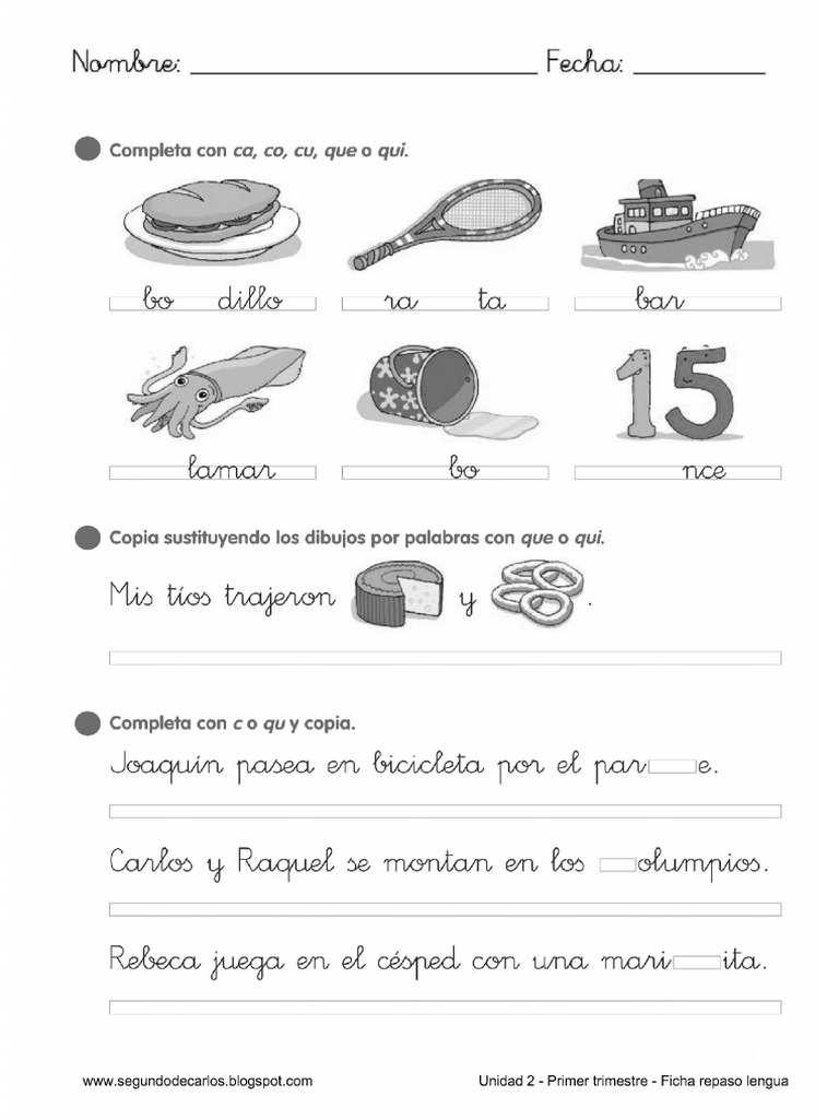 Palabras Con Ca, Co, Cu, Que y Qui | PDF