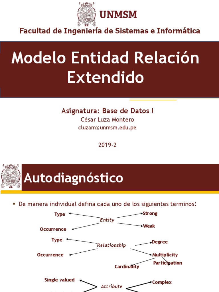 Unmsm Bd1 4 11 Modelo Entidad Relacion Extendido | PDF | Herencia (Programación Orientada a ...