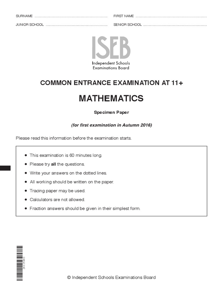 ISEB Mathematics | Download Free PDF | Rectangle | Triangle