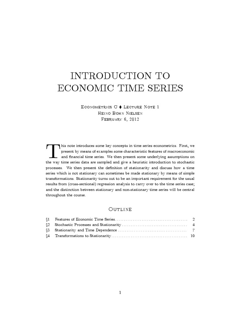 Lecture Note 1 - Introduction To Time Series | PDF | Stationary Process ...