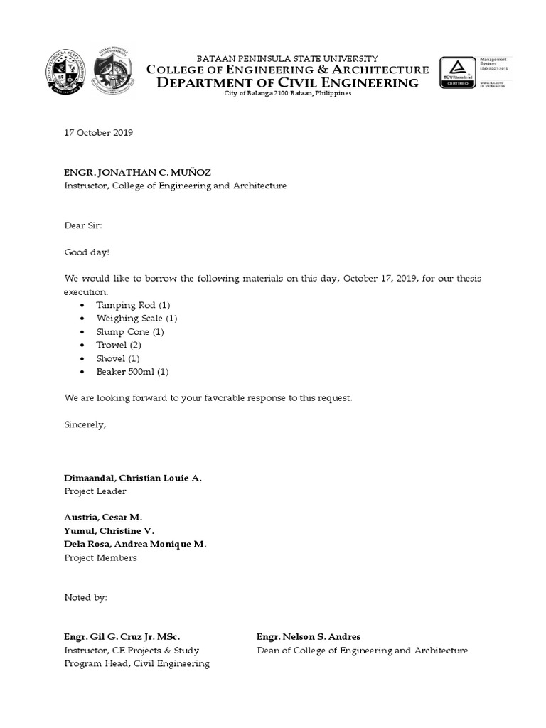 Thesis Material Request Letter | PDF | Art | Science & Mathematics