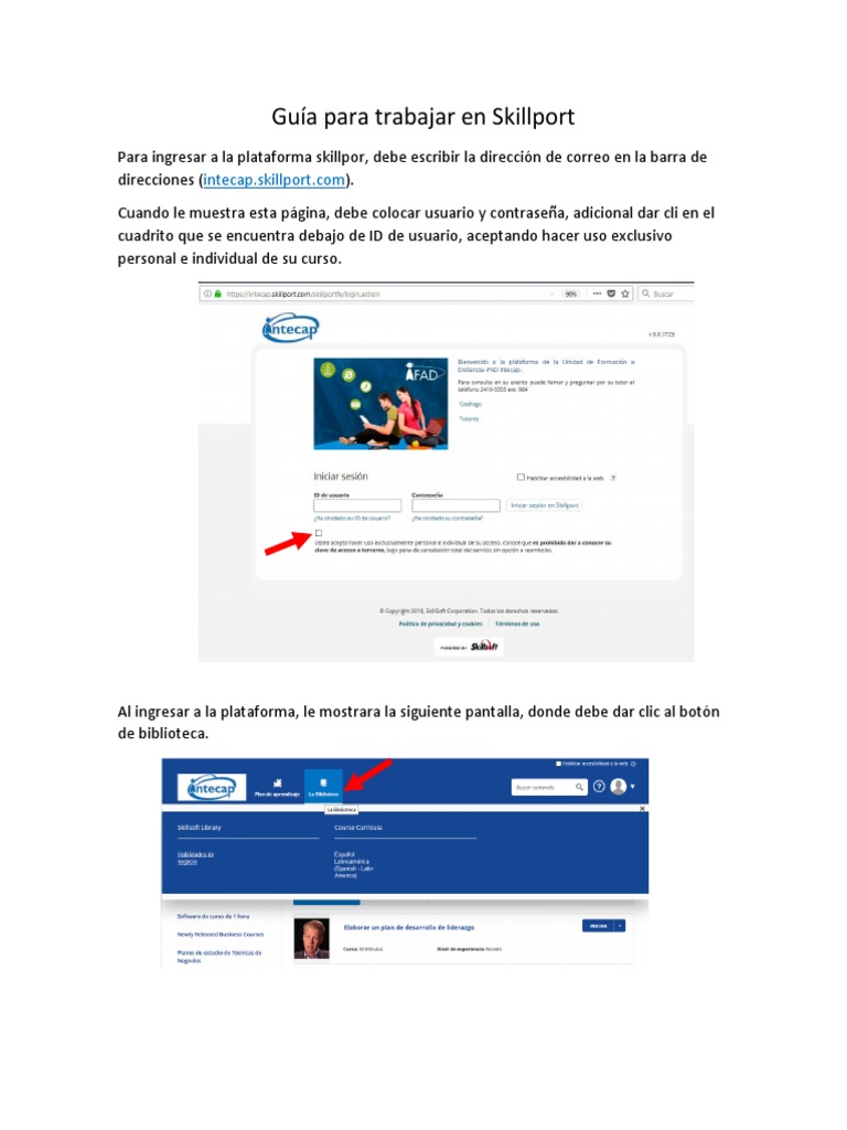Guía de Uso de Skillport para Usuarios | PDF | Point and Click ...
