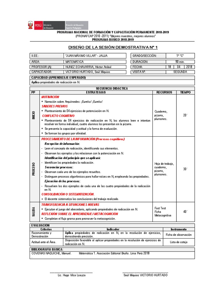 Modelo Sesion de Aprendizaje de Matematica | PDF | Evaluación ... Modelo Sesion de Aprendizaje de Matematica | PDF | Evaluación ...