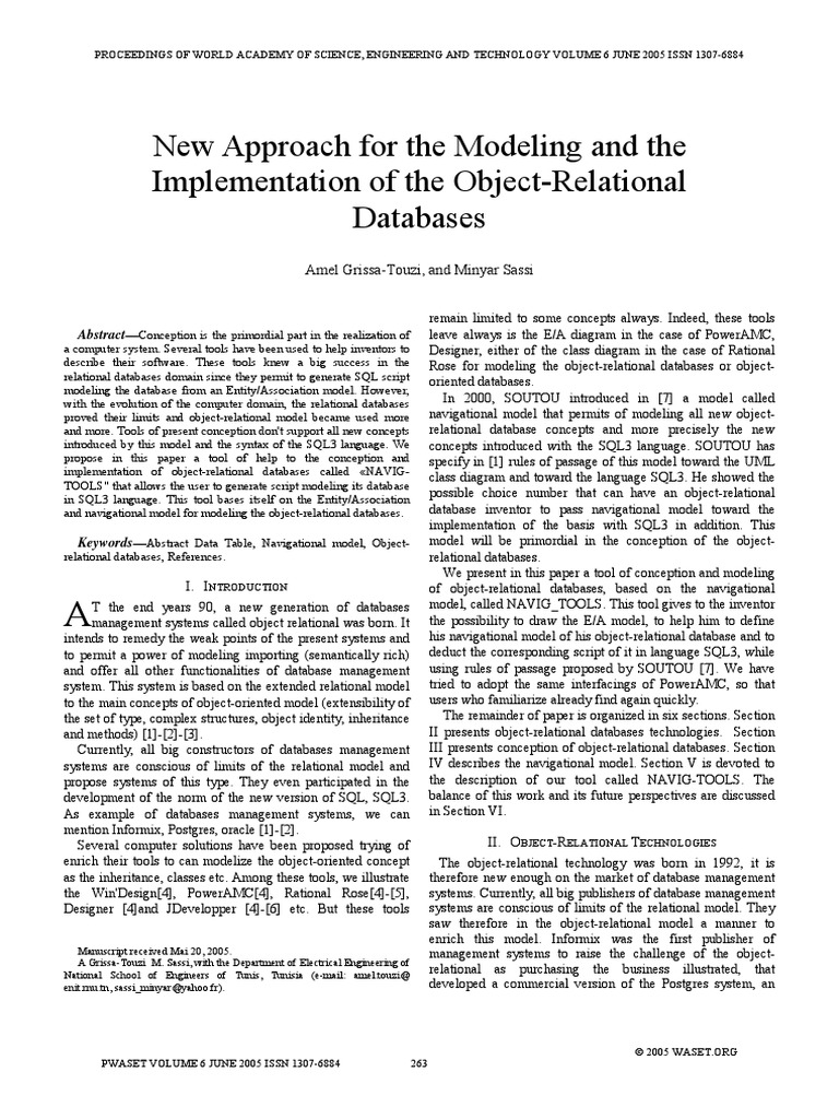 Object Relational Databases Pdf Conceptual Model Databases